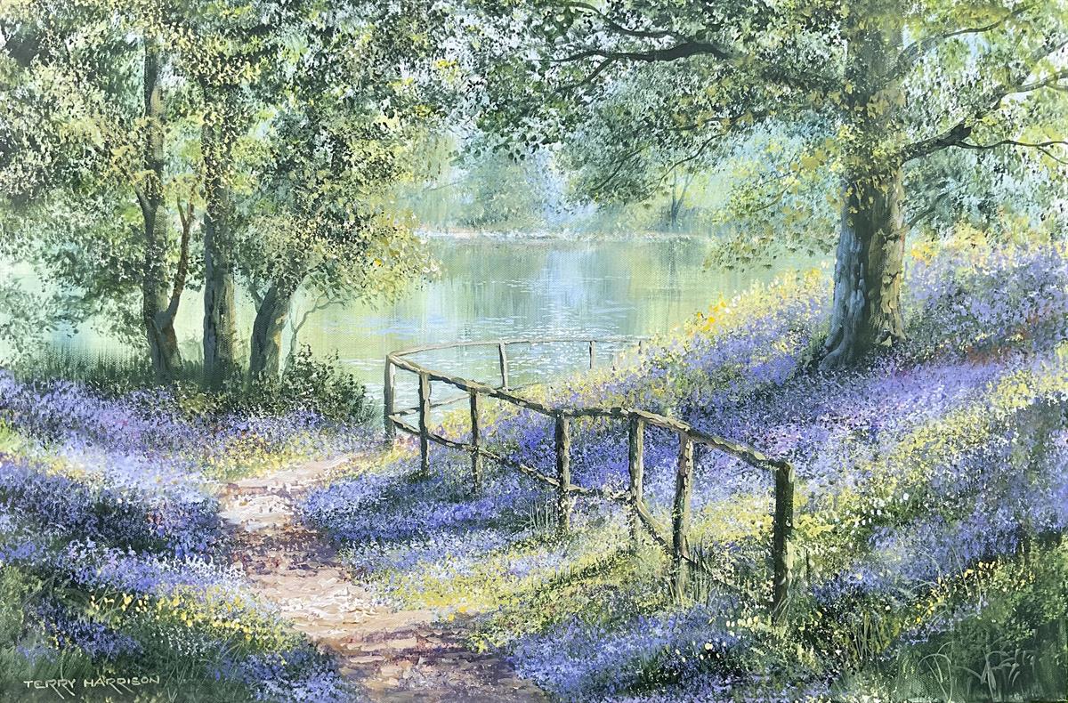 Bluebell Path 20“ x 30“ acrylic on box canvas
